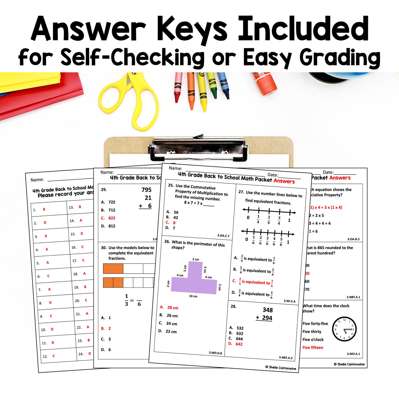 4th Grade Math: Back to School 3rd Grade Review (printable) - Etsy