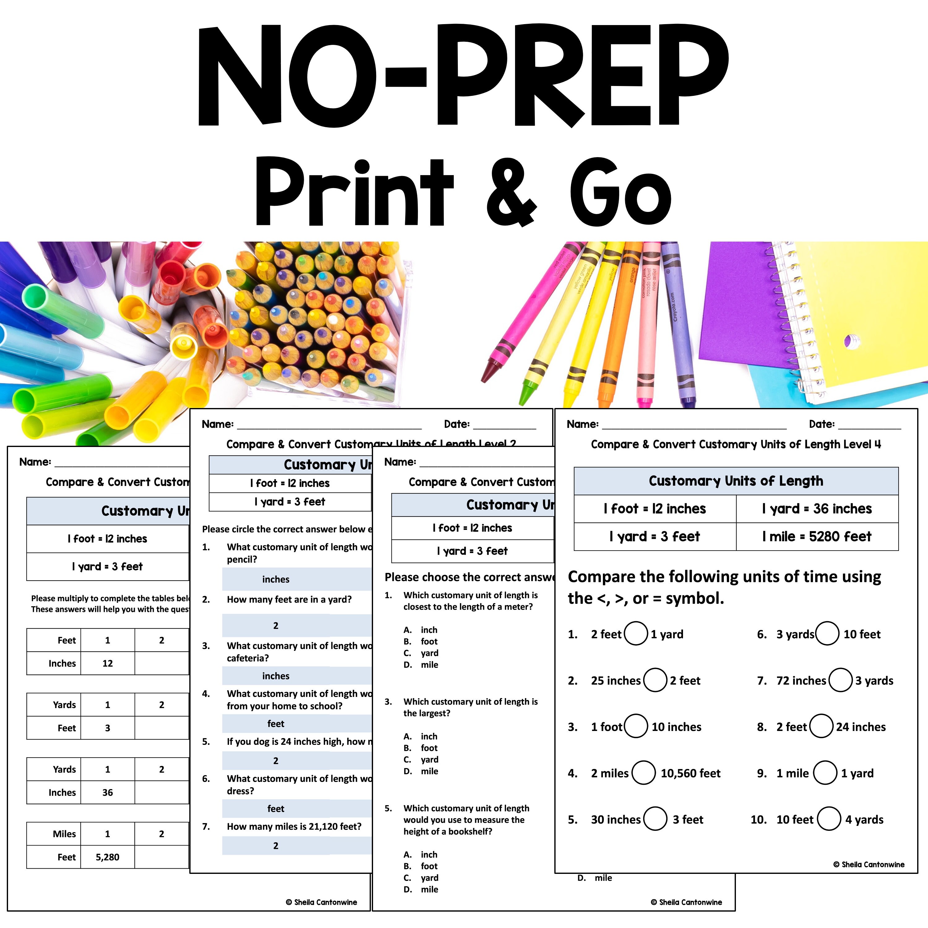 Compare and Convert Customary Units of Length - Differentiated ...