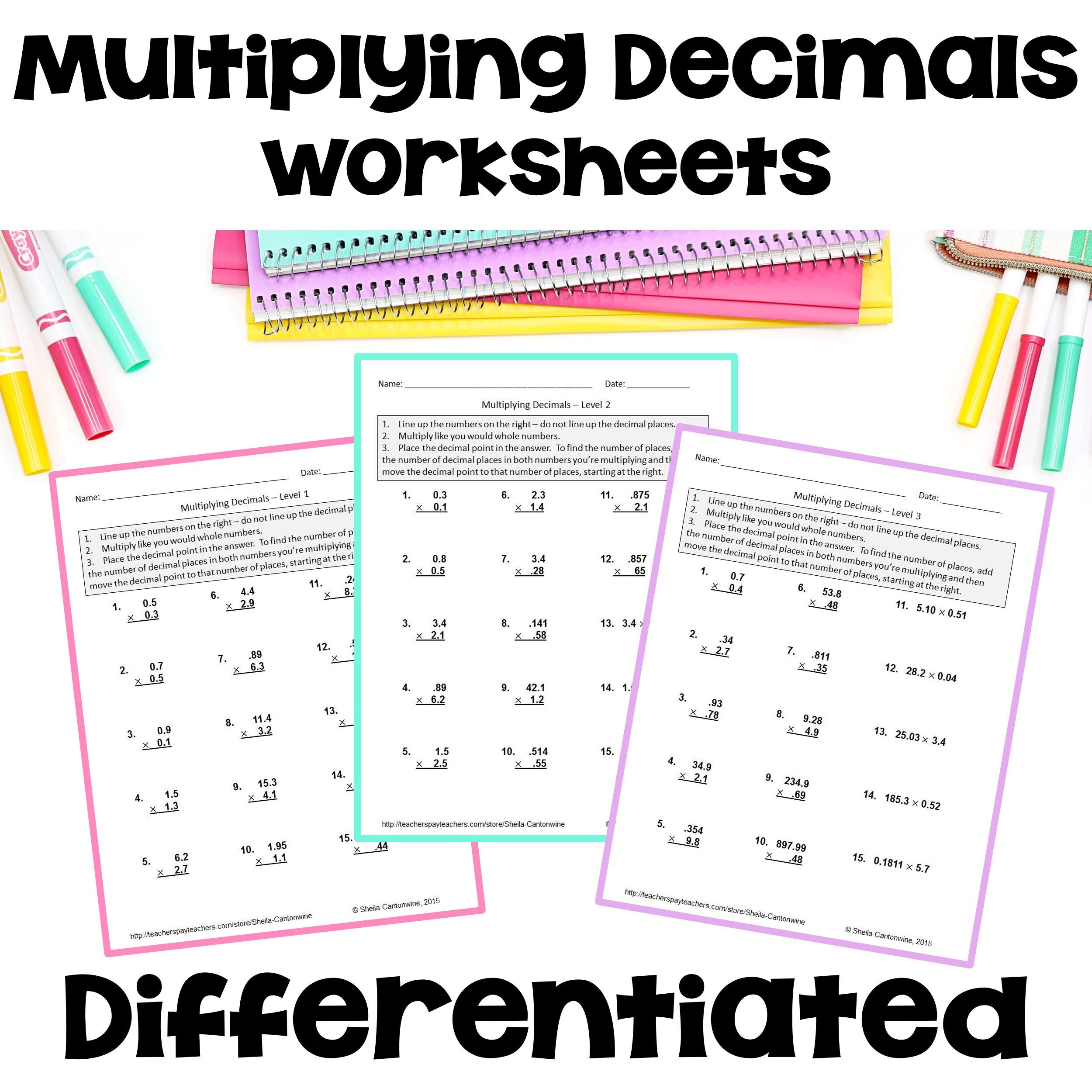 Multiplying Decimals Worksheets Horizontal