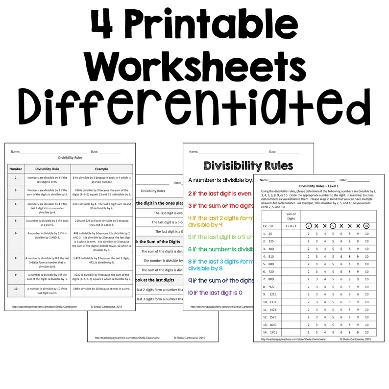 Divisibility Rules Worksheets (Instant Download) - Etsy