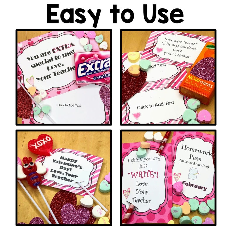 Editable Valentines Day Cards From Teacher, Gift Tags, and Labels - Etsy