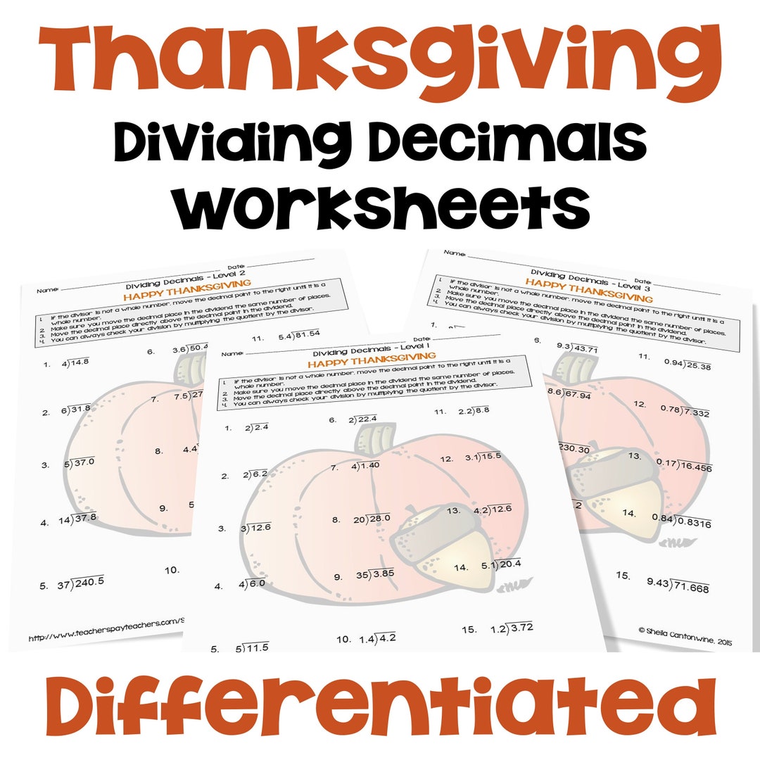 Hojas de trabajo de división de decimales de matemáticas de Acción de ...