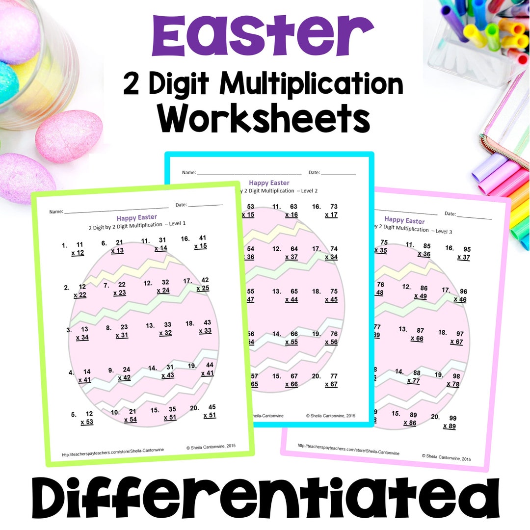 Easter Math 2 Digit by 2 Digit Multiplication Worksheets ...