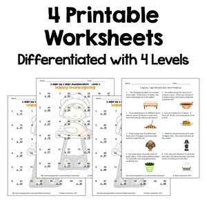 Thanksgiving 2 Digit by 2 Digit Multiplication Worksheets ...