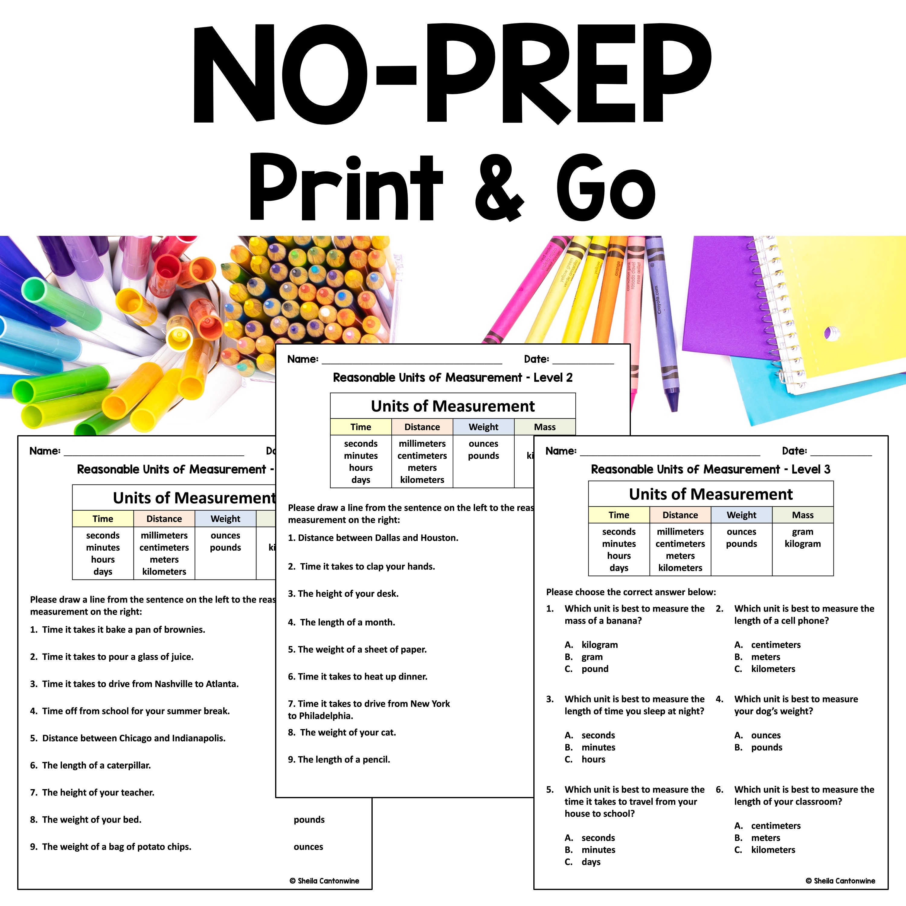 Reasonable Units of Measurement - Differentiated Worksheets - Etsy