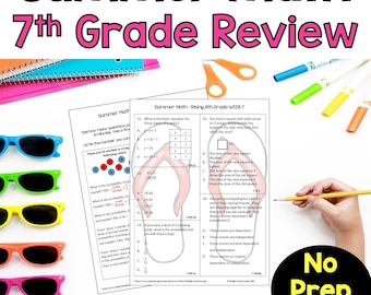 4th Grade Math Summer Review Packet Worksheets - No Prep Activities for ...