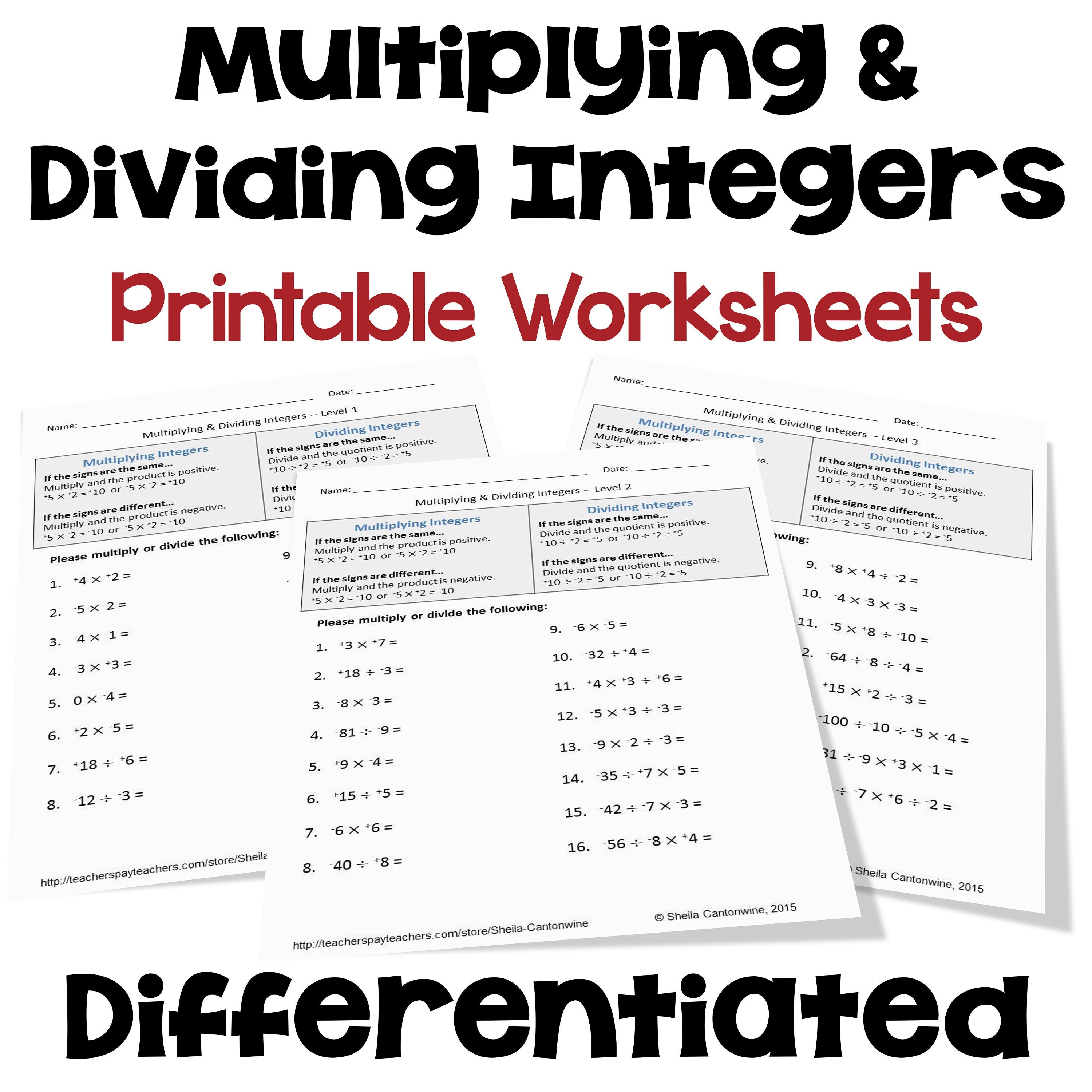 Multiplying And Dividing Integers