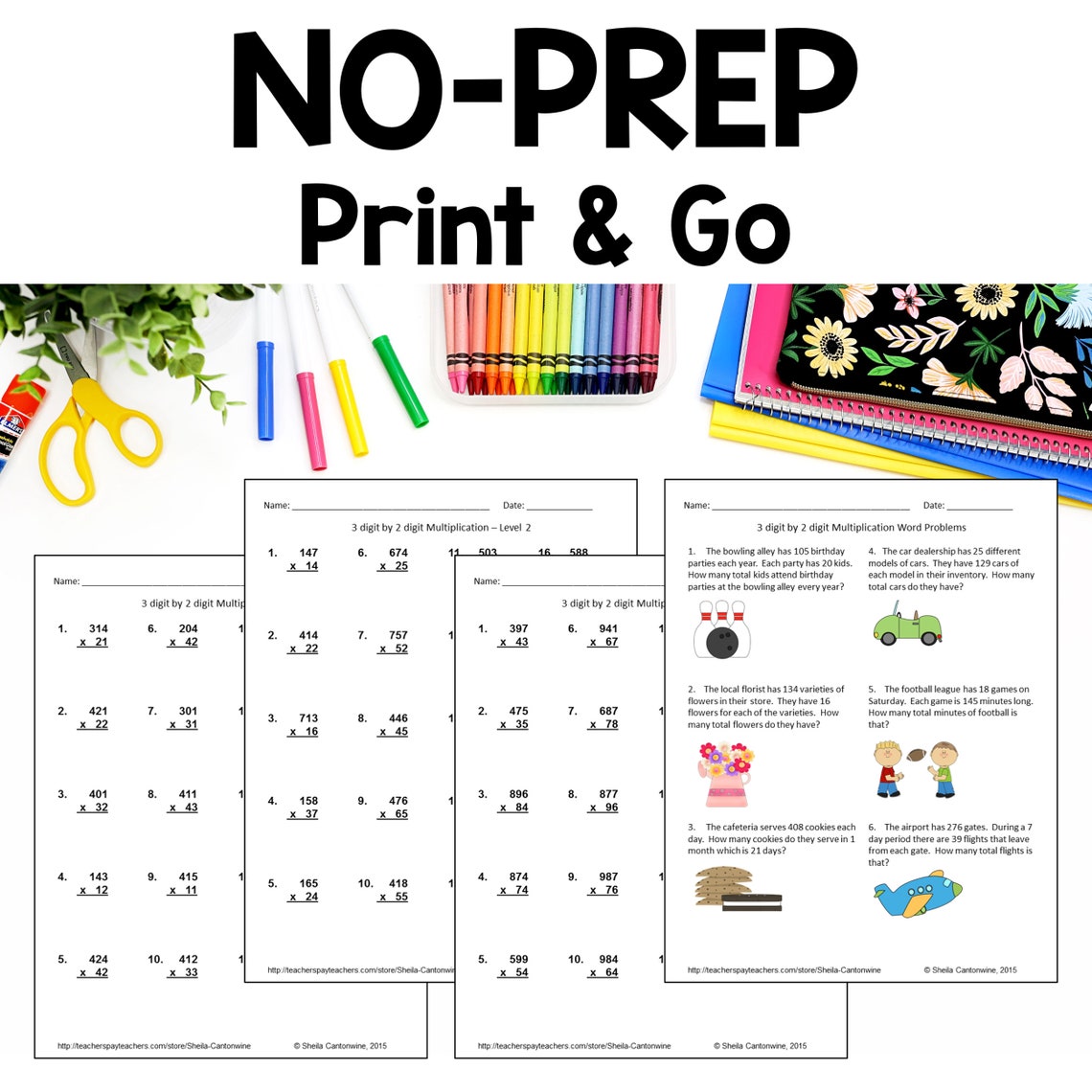 3 Digit by 2 Digit Multiplication Worksheets – Differentiated With Word ...