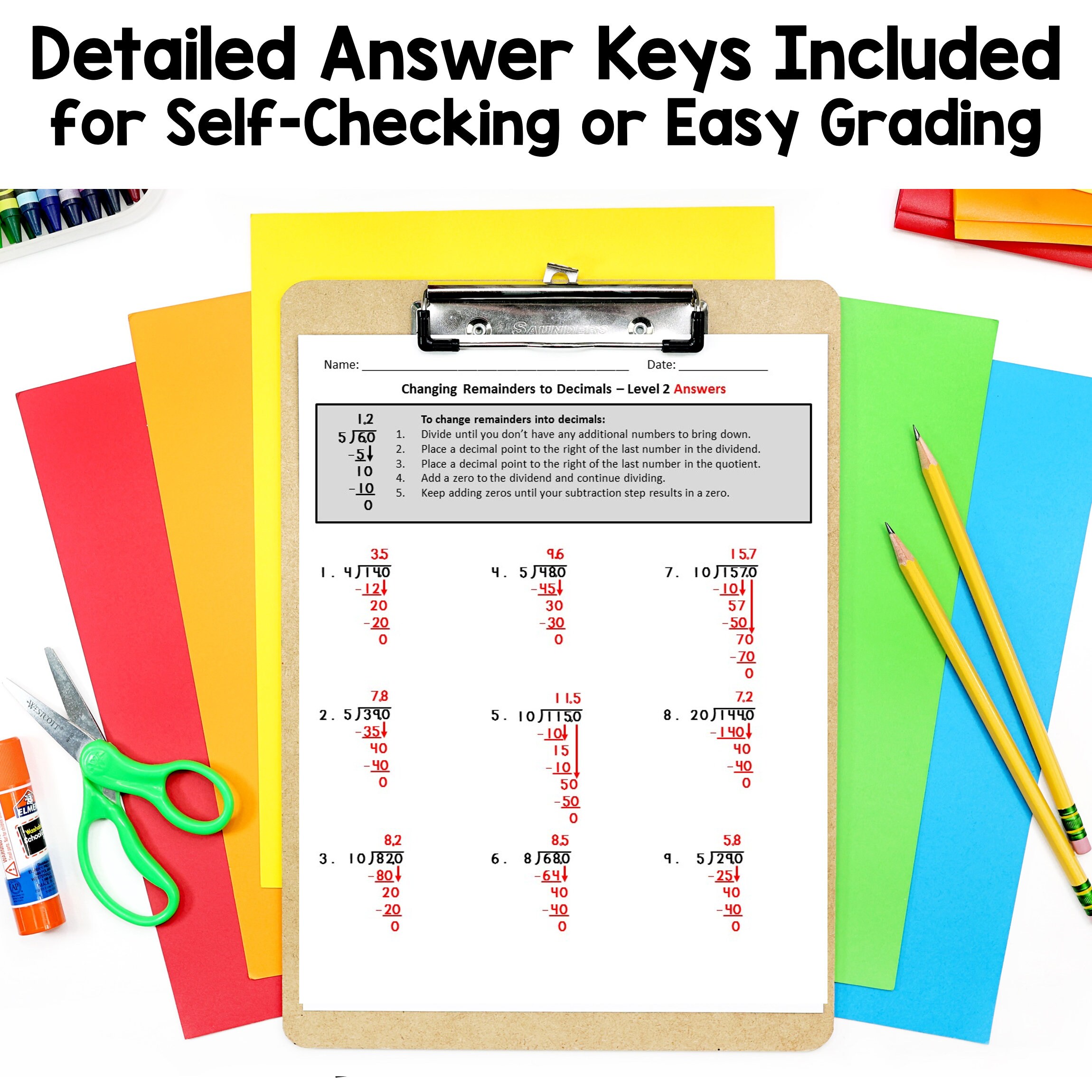 Changing Long Division Remainders to Decimals - Etsy