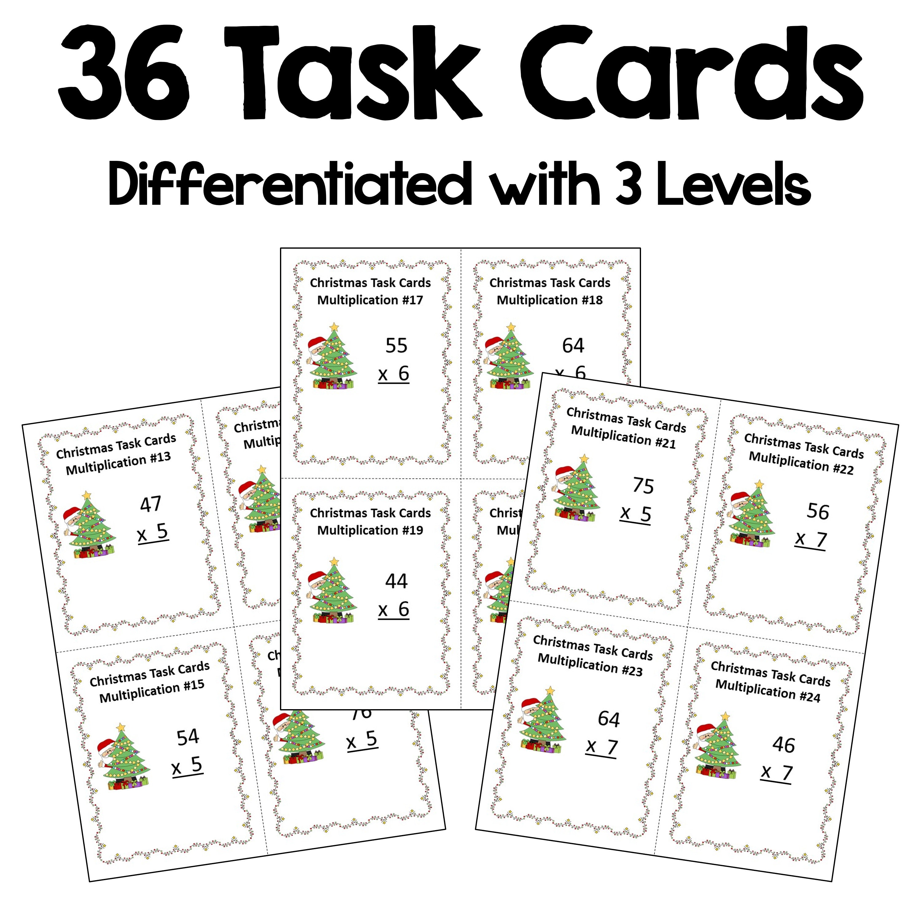 Christmas Math Task Cards for 2 Digit by 1 Digit - Etsy