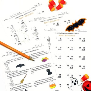 Halloween Math: 2-digit Multiplication Worksheets - Etsy