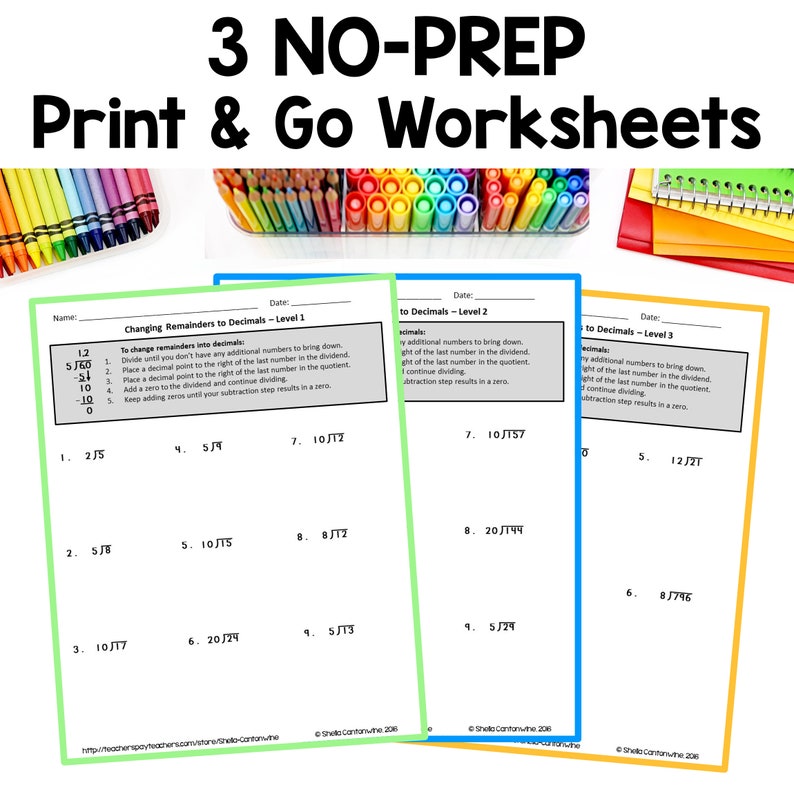 Changing Long Division Remainders to Decimals - Etsy