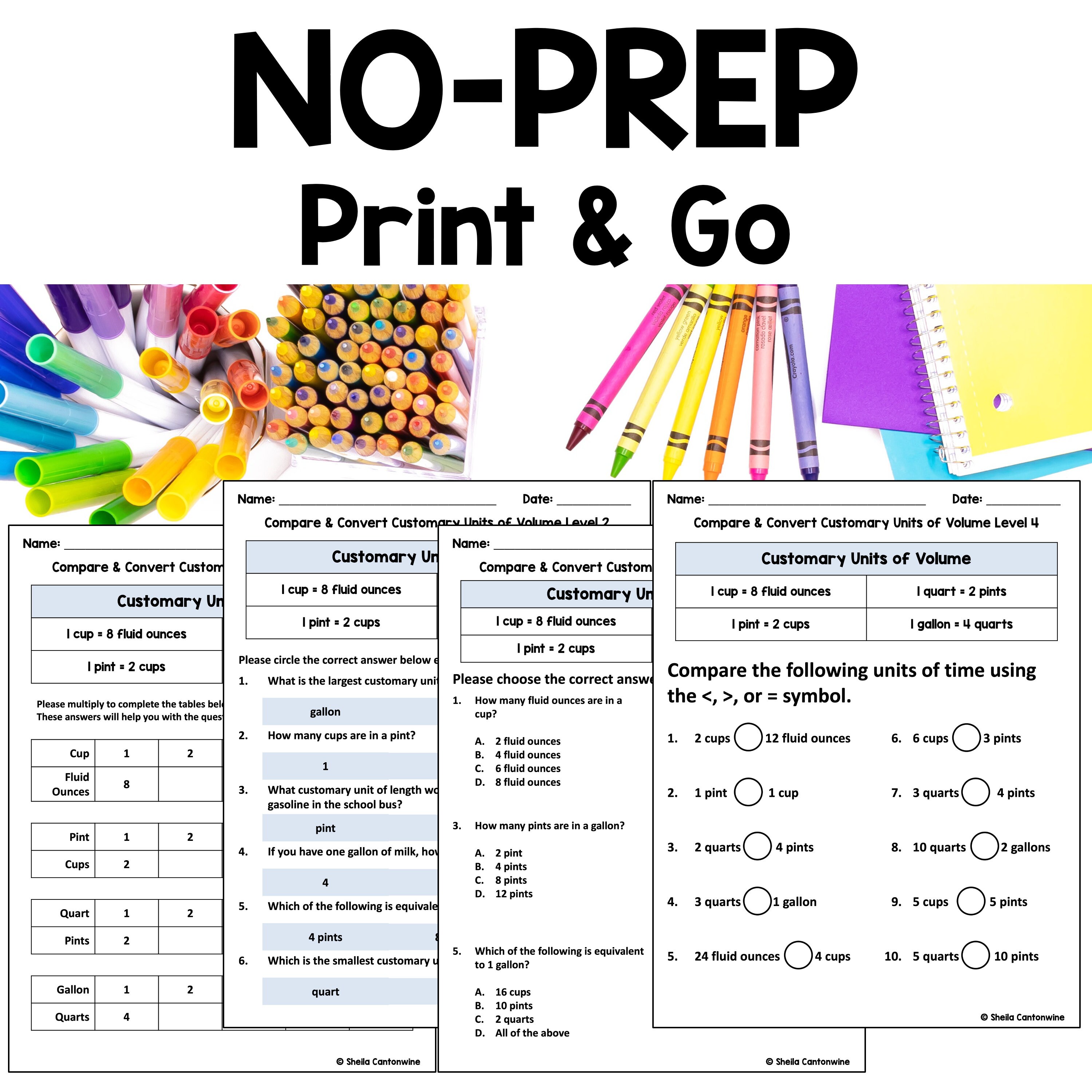 Compare and Convert Customary Units of Volume - Differentiated ...