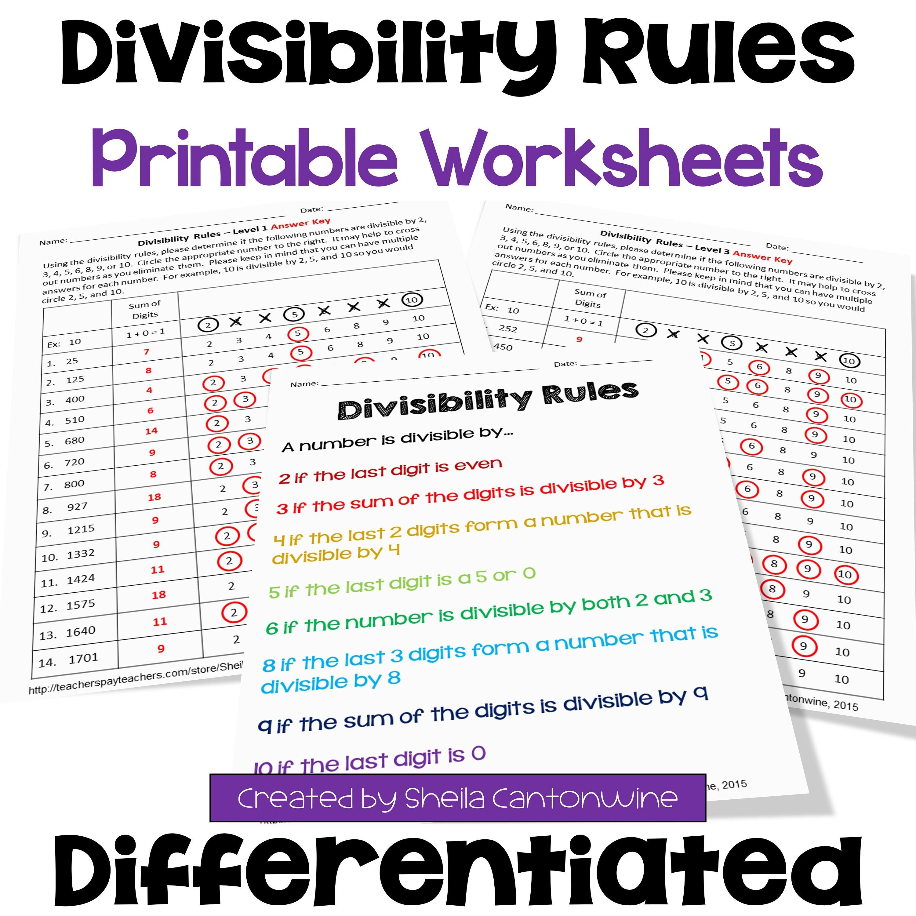 Divisibility Rules Worksheets (instant Download) - Etsy
