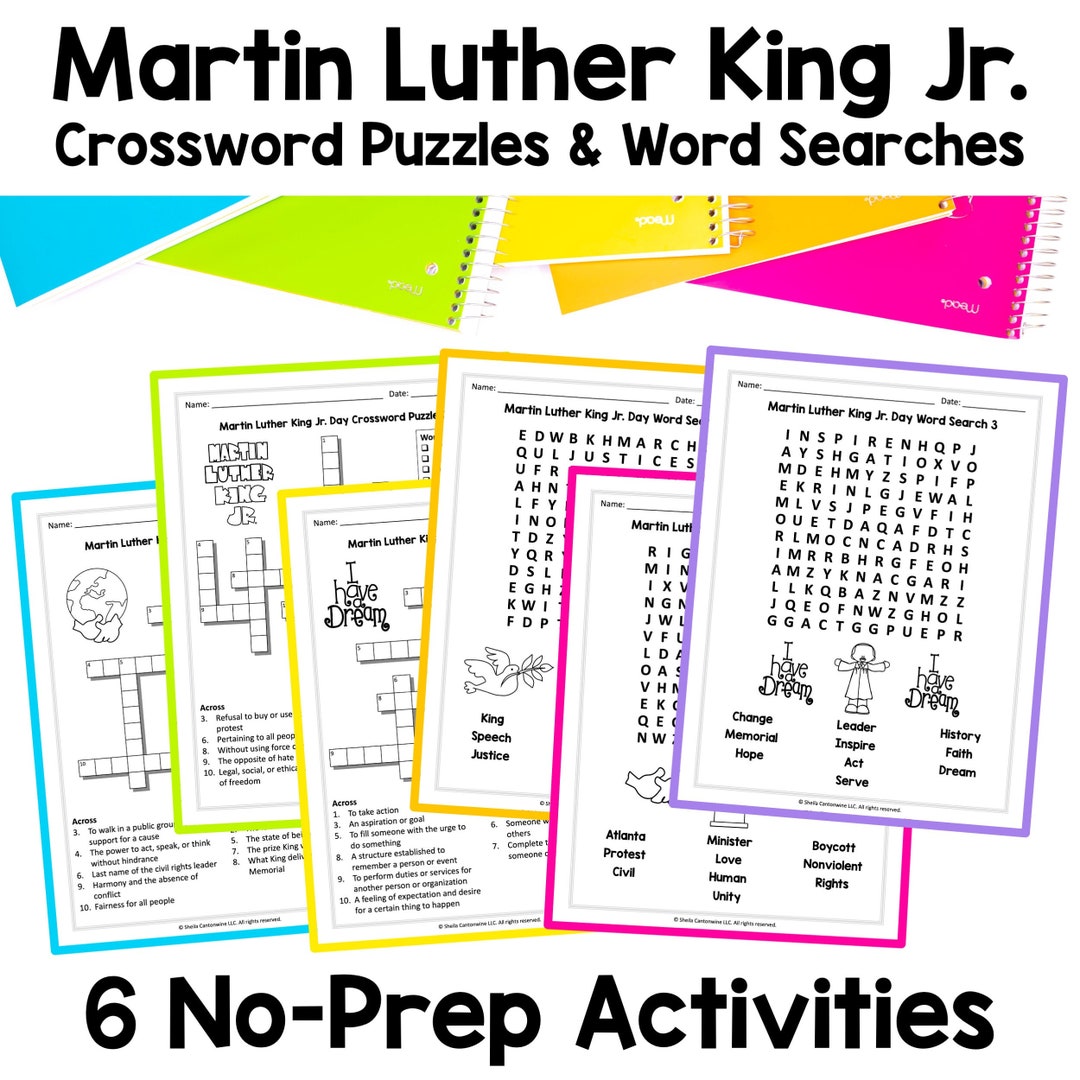 Martin Luther King Jr. Puzzles and Word Searches Black History Month ...