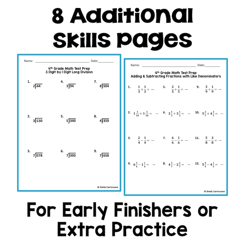 4th Grade Math Review Worksheets | Spiral Review | Test Prep | End of ...