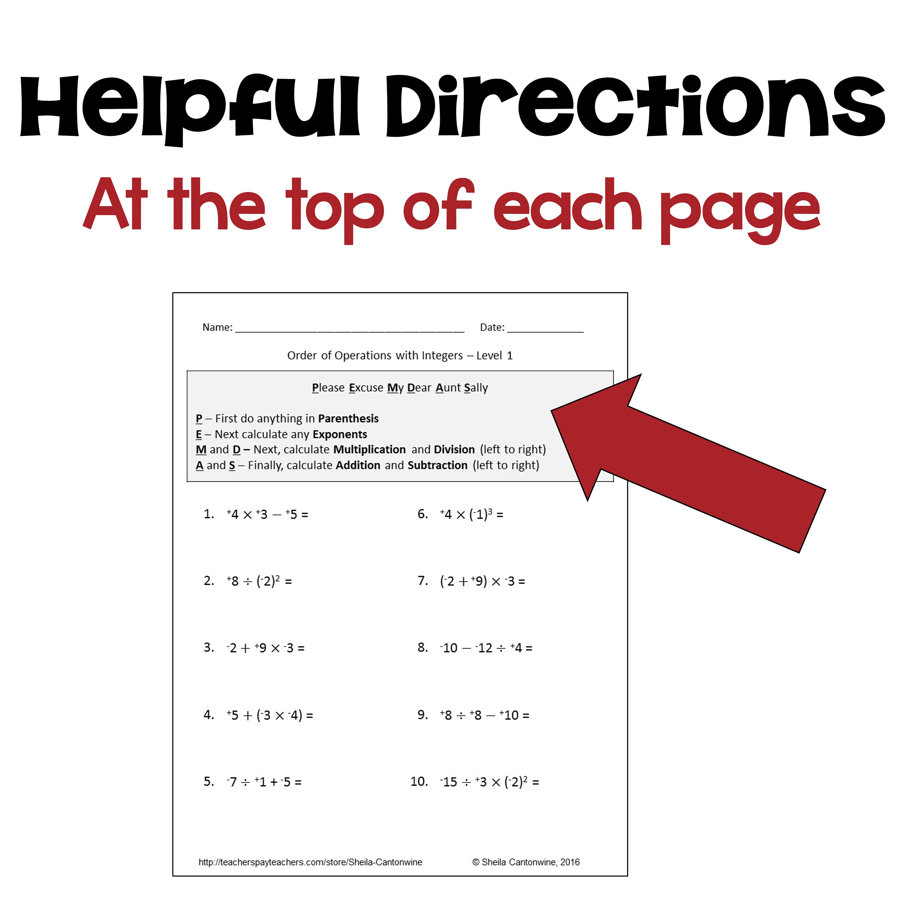 Order of Operations With Integers Worksheets Differentiated - Etsy Ireland