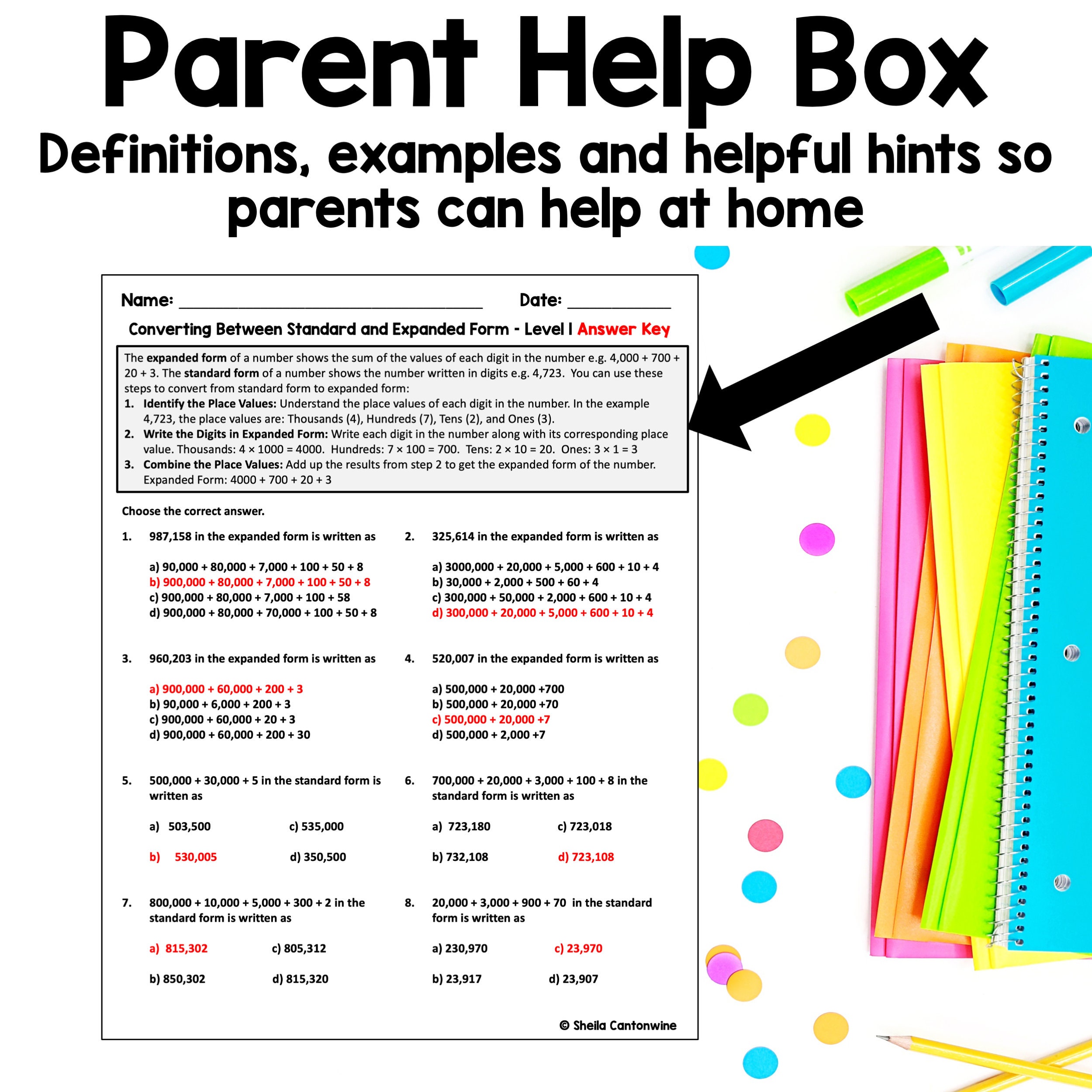 Converting Between Standard and Expanded Form Worksheets Differentiated ...
