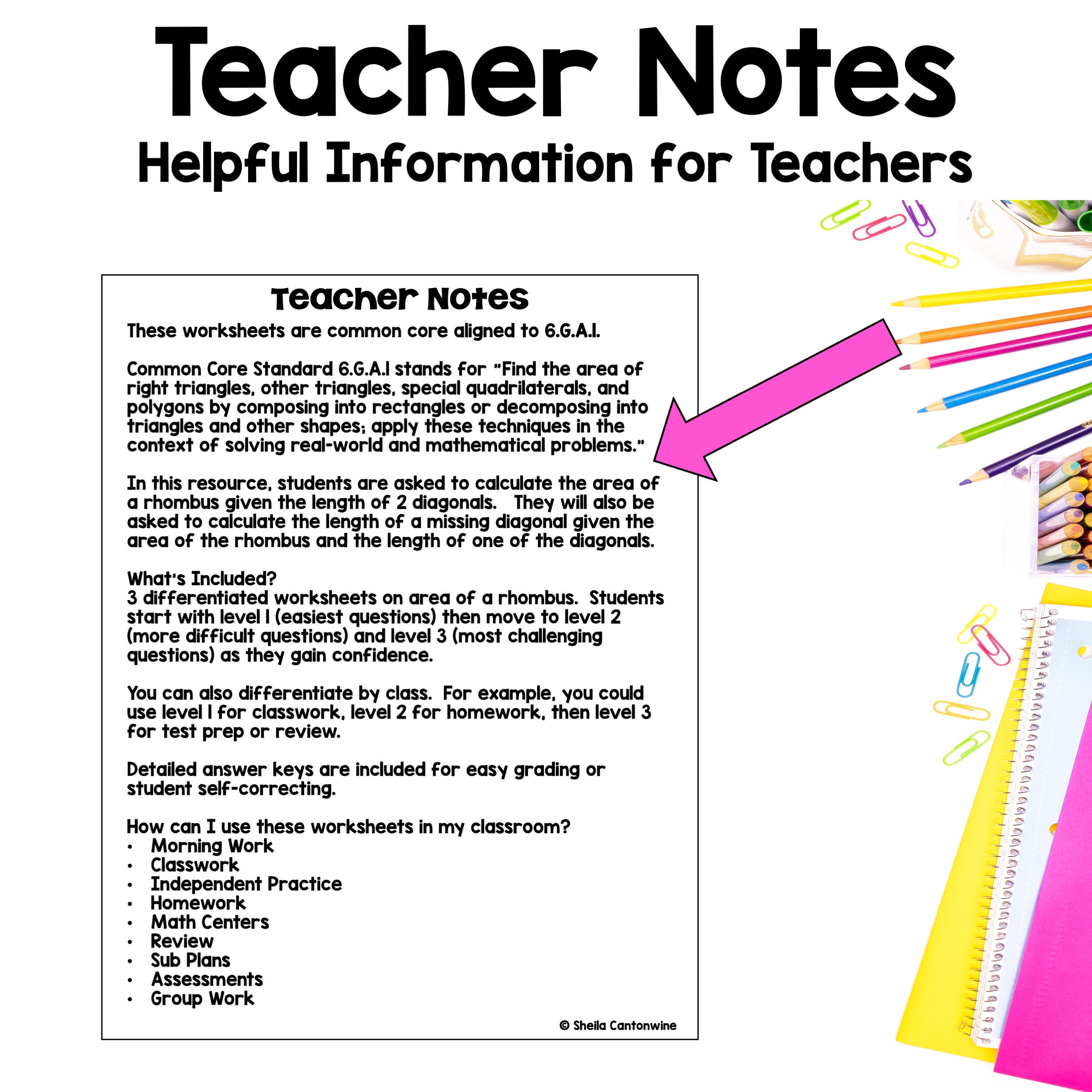 Area of a Rhombus Worksheets - Differentiated - Etsy