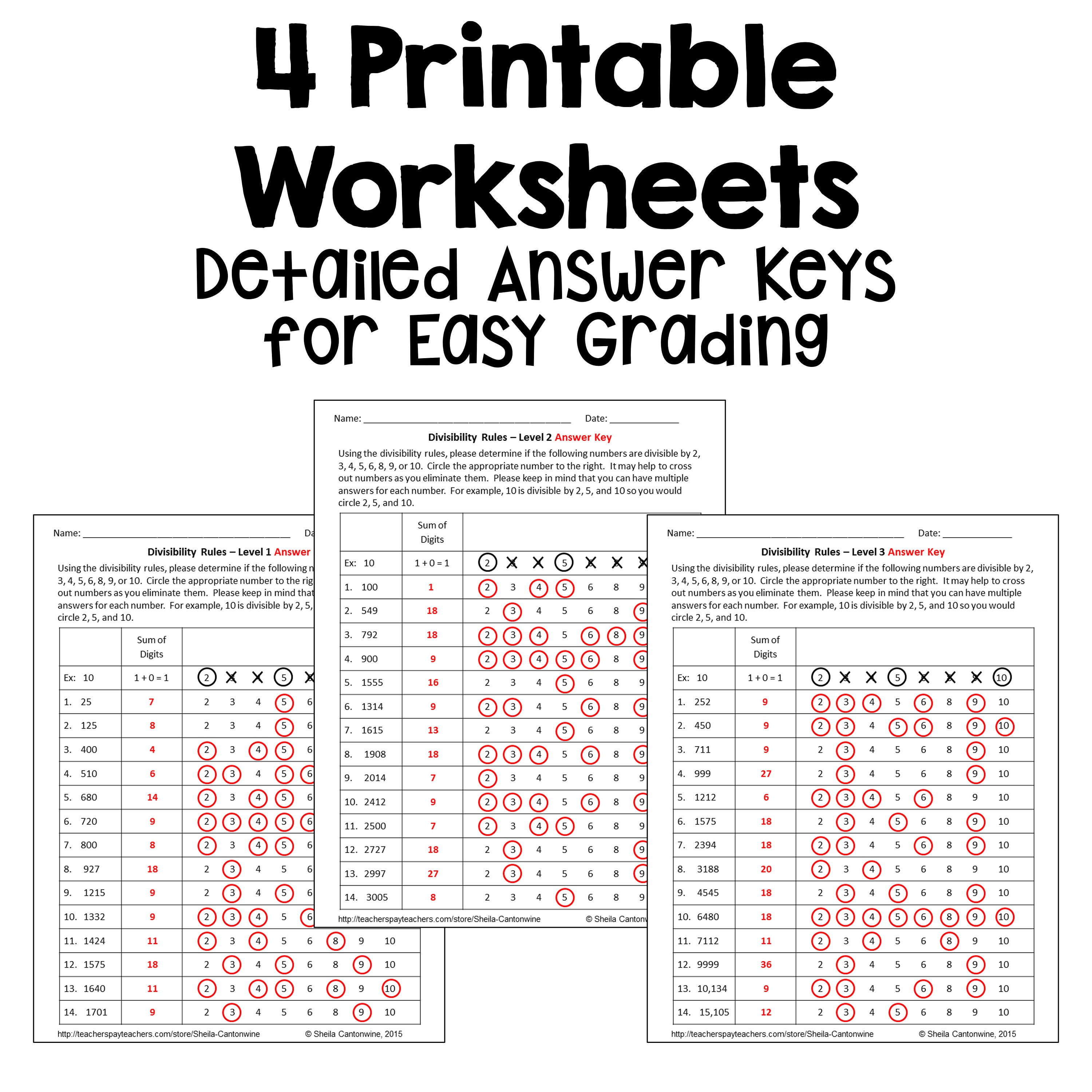 Divisibility Rules Worksheets (Instant Download) - Etsy