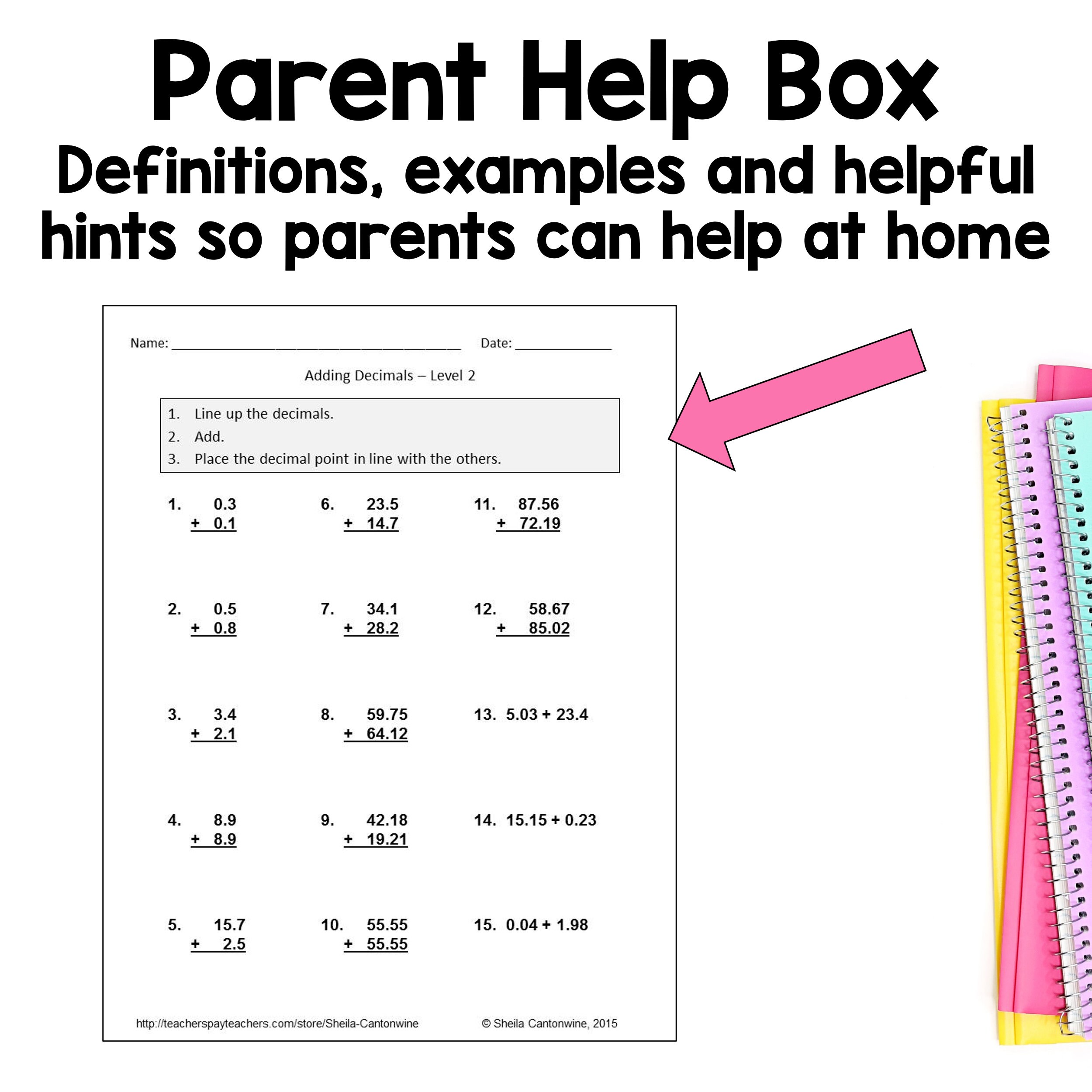 Adding Decimals Worksheets - Differentiated - Etsy