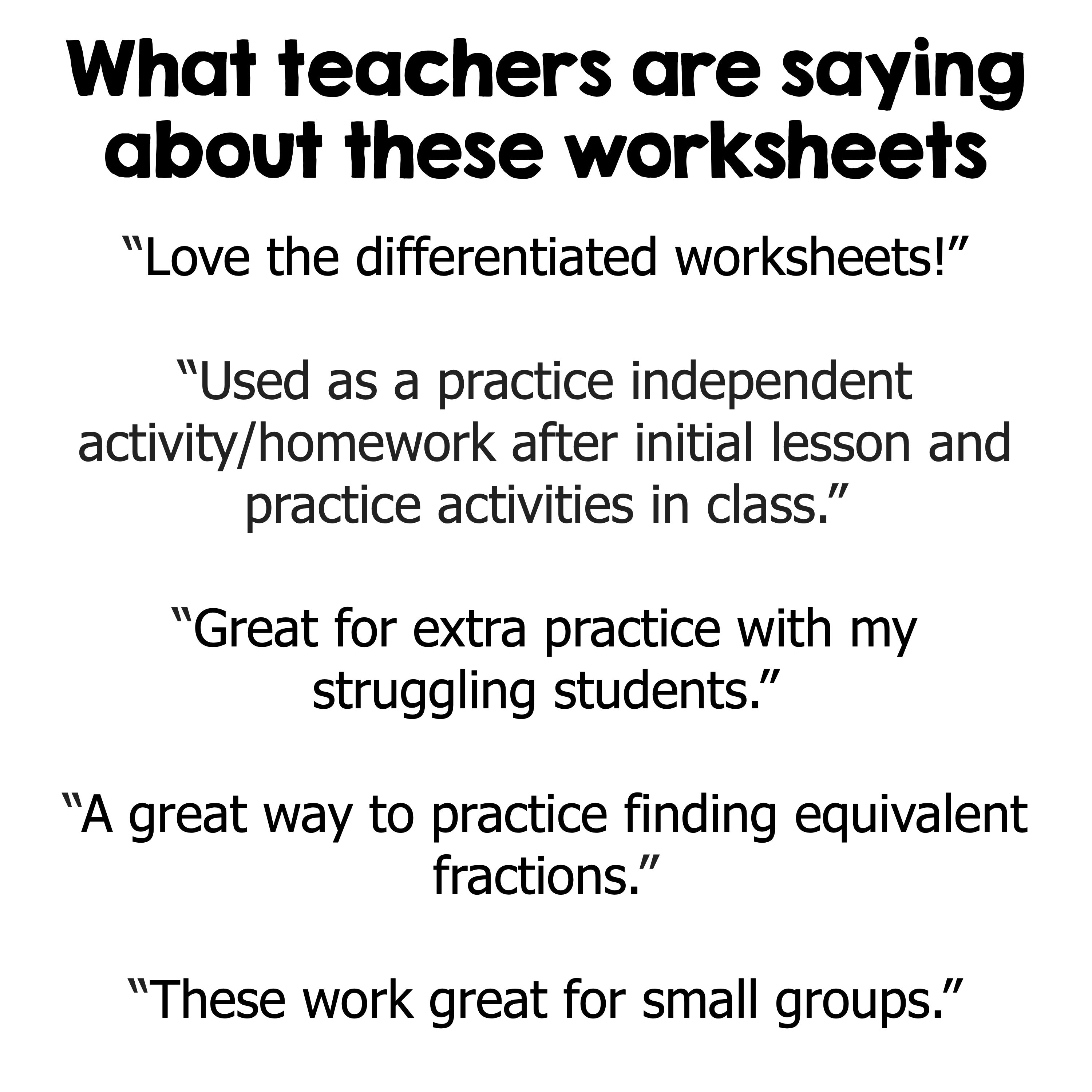 Equivalent Fractions Worksheets – Differentiated - Etsy