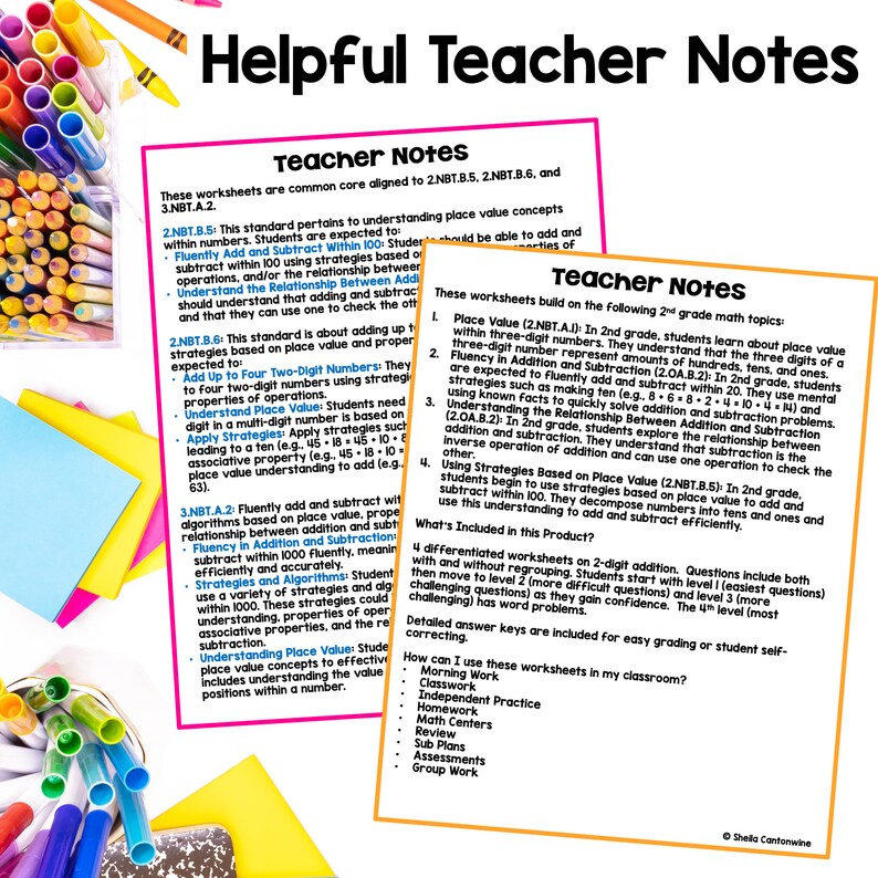 2 Digit Addition Worksheets - Differentiated With Word Problems - Etsy