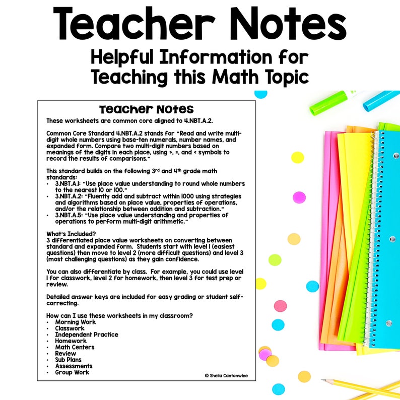 Converting Between Standard and Expanded Form Worksheets Differentiated ...
