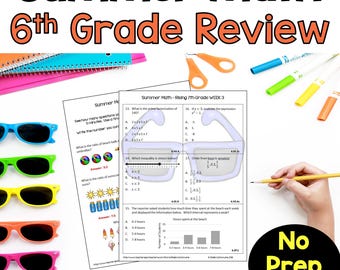 4th Grade Math Summer Review Packet Worksheets - No Prep Activities for ...