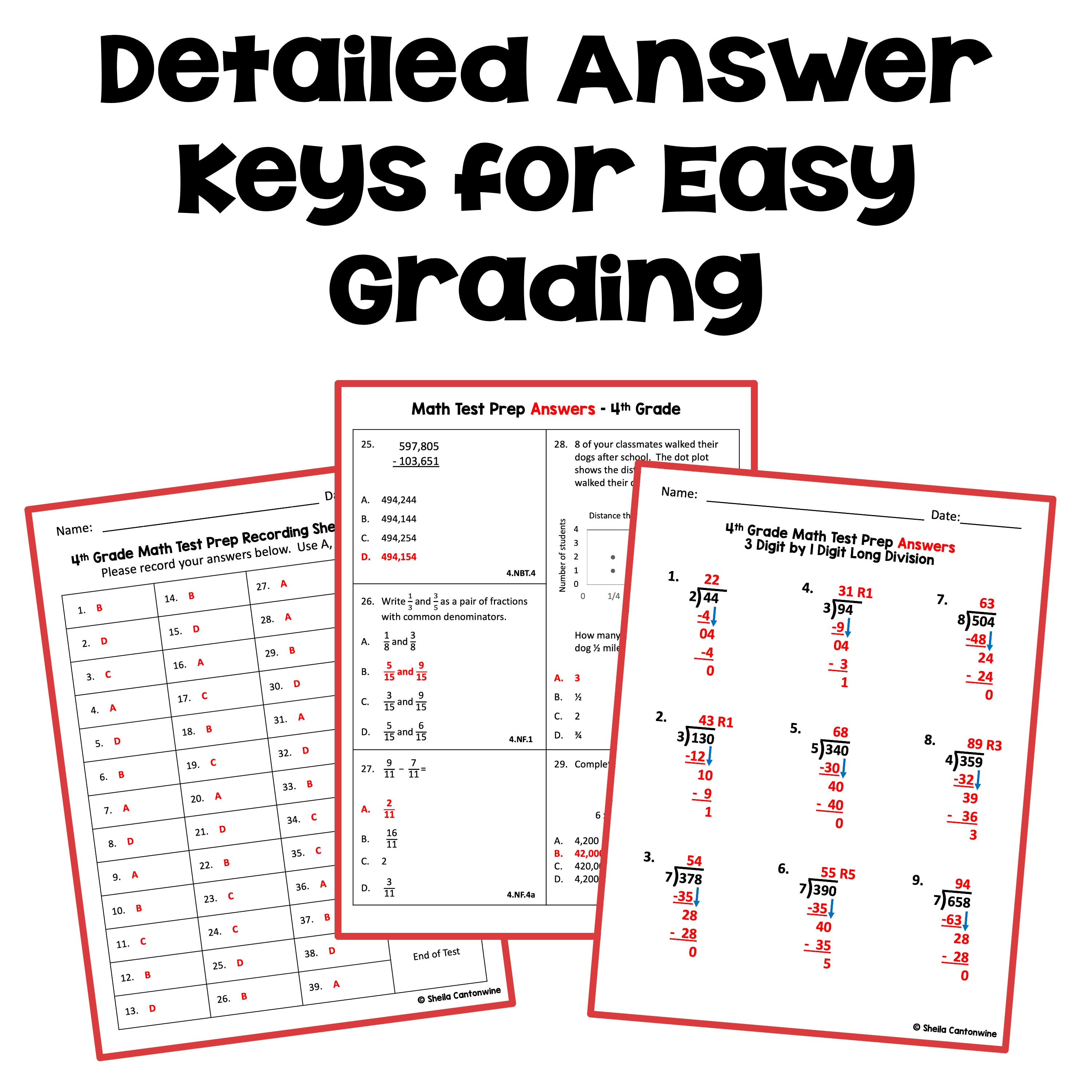 4th Grade Math Review Worksheets | Spiral Review | Test Prep | End of ...