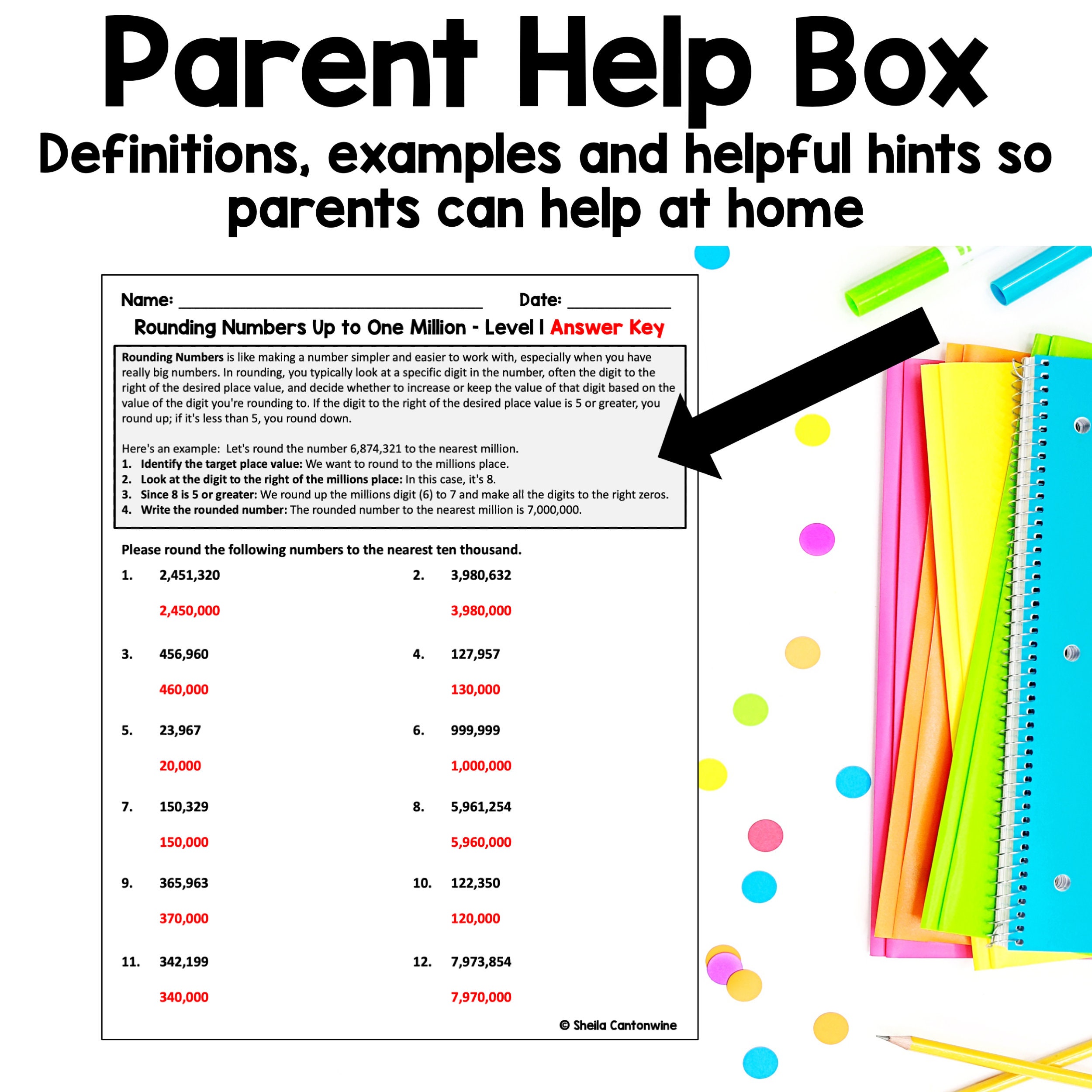 Rounding Numbers up to One Million Worksheets - Differentiated - Etsy