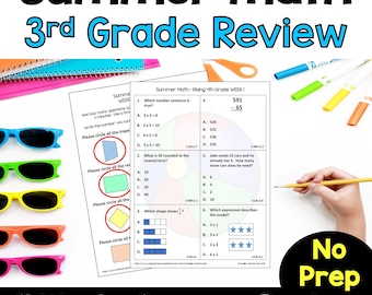 4th Grade Math Summer Review Packet Worksheets - No Prep Activities for ...