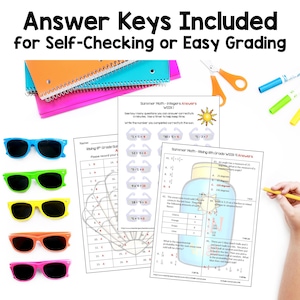 7th Grade Math Summer Review Packet Worksheets - No Prep Activities ...