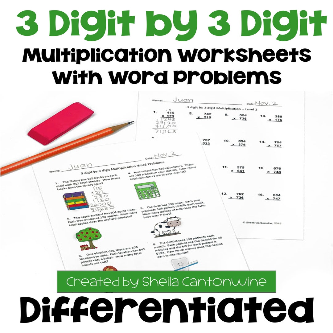 3 Digit By 3 Digit Multiplication Worksheets Differentiated With Word 3 Digit By 3 Digit Multiplication Worksheets Differentiated With Word