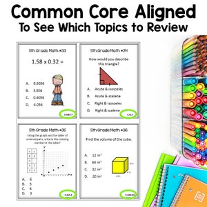 5th Grade Math Task Cards for End of Year Review and Test Pep - Etsy