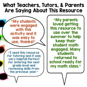 4th Grade Math Summer Review Packet Worksheets - No Prep Activities for ...