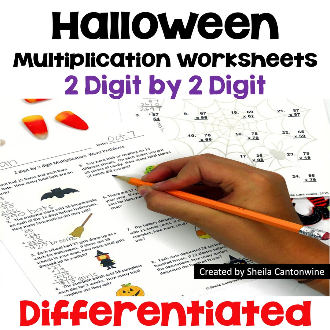 Halloween Math: 2-digit Multiplication Worksheets - Etsy