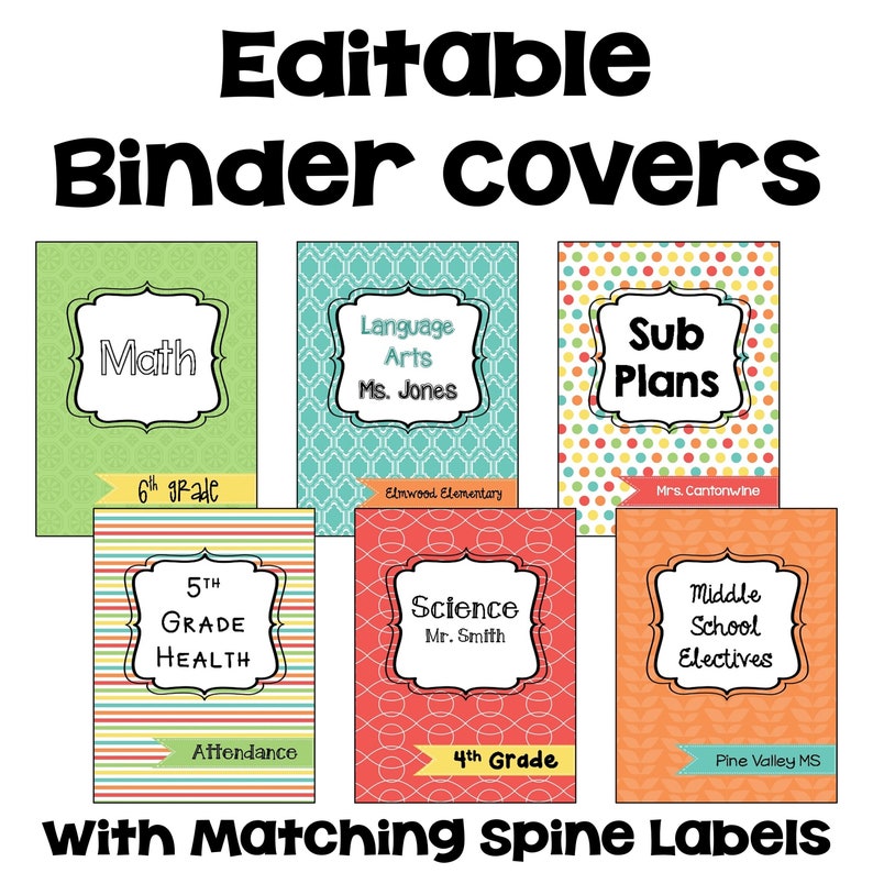 Editable Binder Covers in Pastel Colors - Etsy