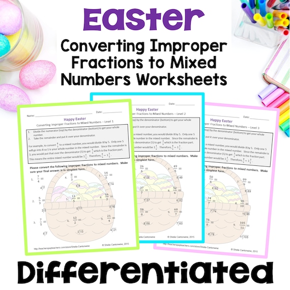 Easter Fraction Math Worksheets FREE Printable Decimals, Fractions And