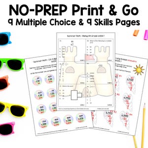 4th Grade Math Summer Review Packet Worksheets - No Prep Activities for ...