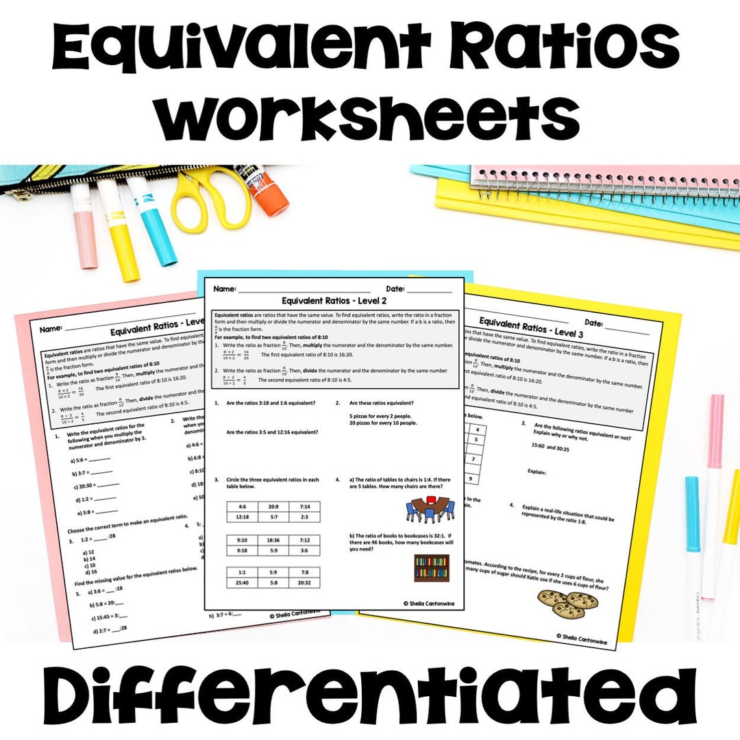Equivalent Ratios Worksheets - Differentiated - Etsy