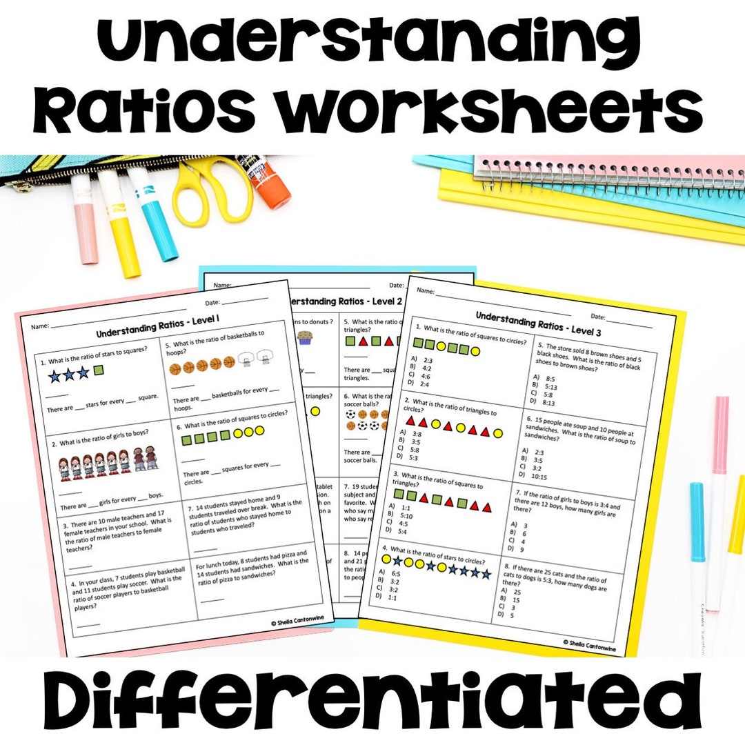 Understanding Ratios Worksheets - Differentiated - Etsy