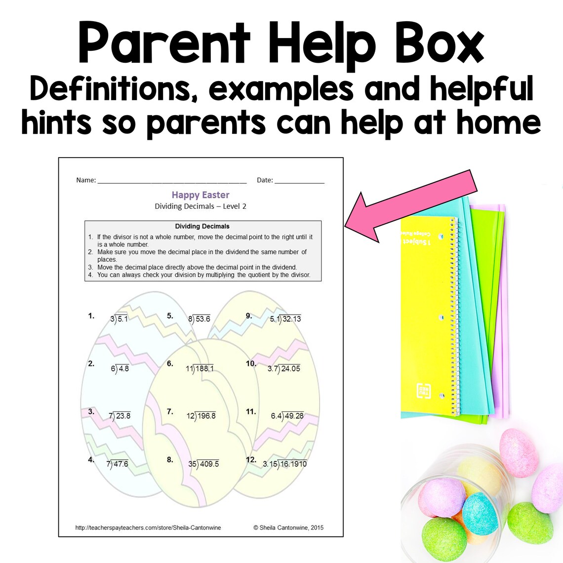 Easter Math Dividing Decimals Worksheets - Differentiated - Etsy