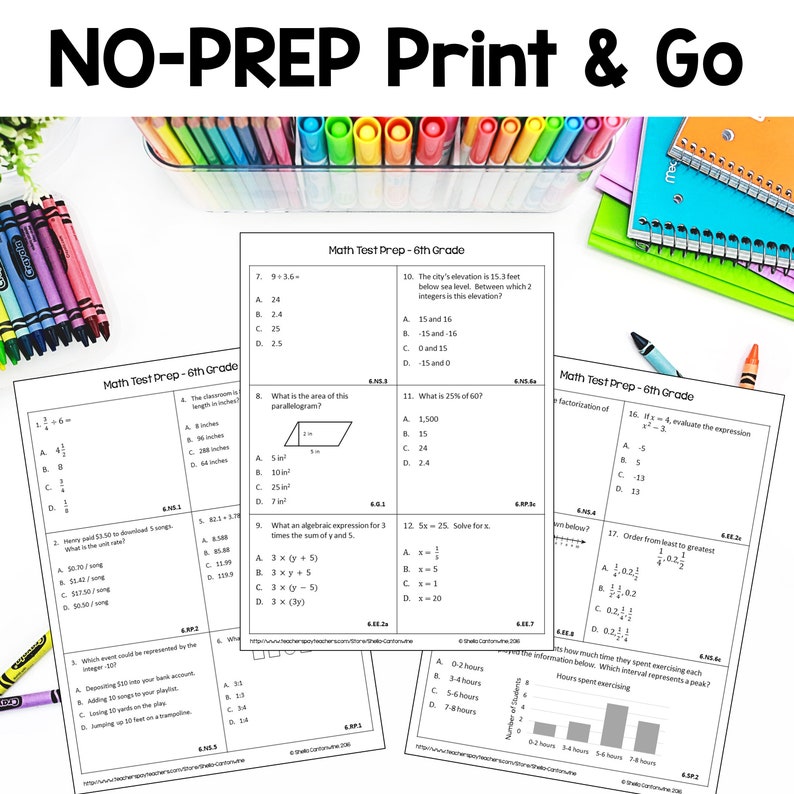 6th Grade Math Review Worksheets: Test Prep (printable) - Etsy