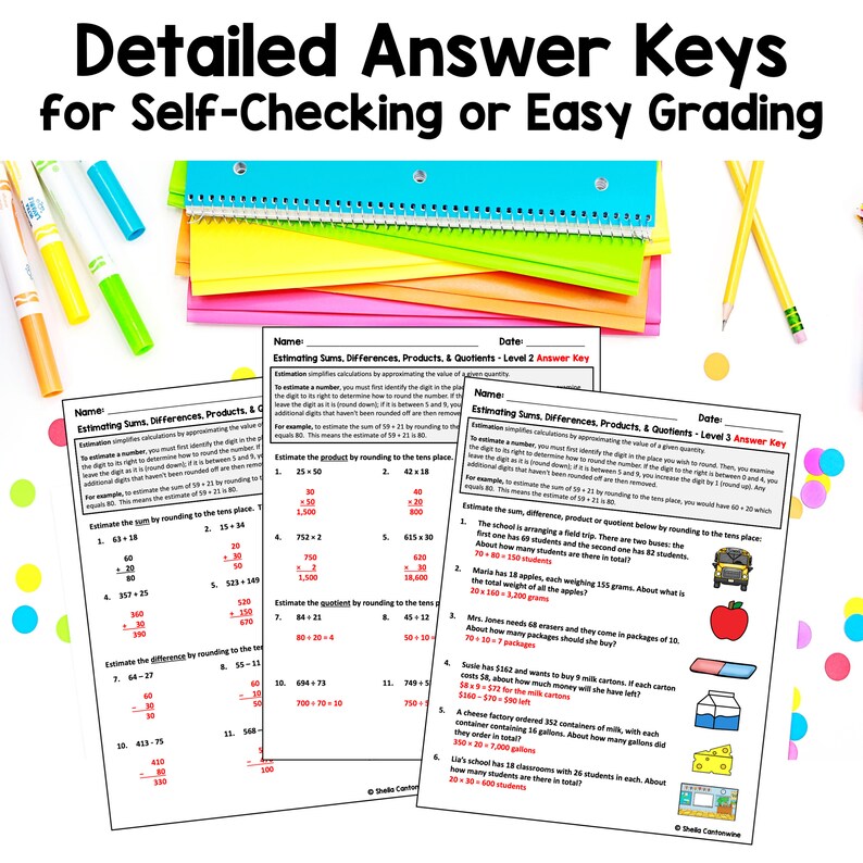 Estimating Sums, Differences, Products, and Quotients - Differentiated ...
