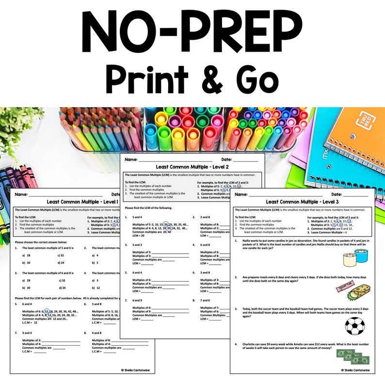 Least Common Multiple (LCM) Worksheets - Differentiated - Etsy