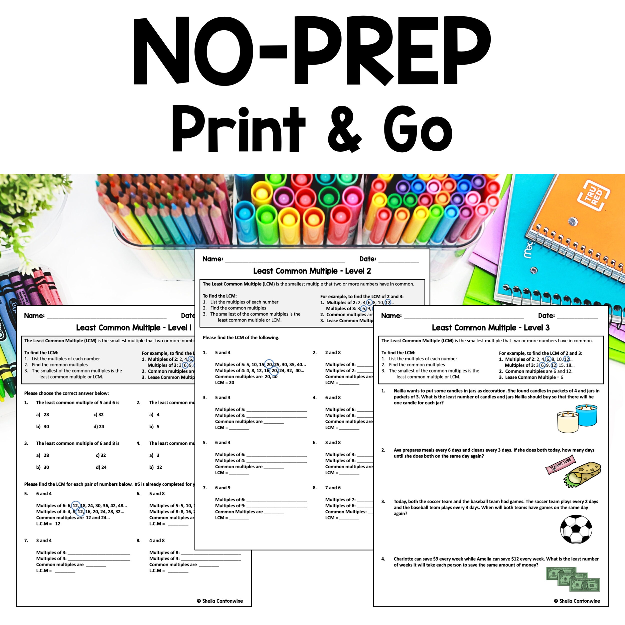 Least Common Multiple (LCM) Worksheets - Differentiated - Etsy