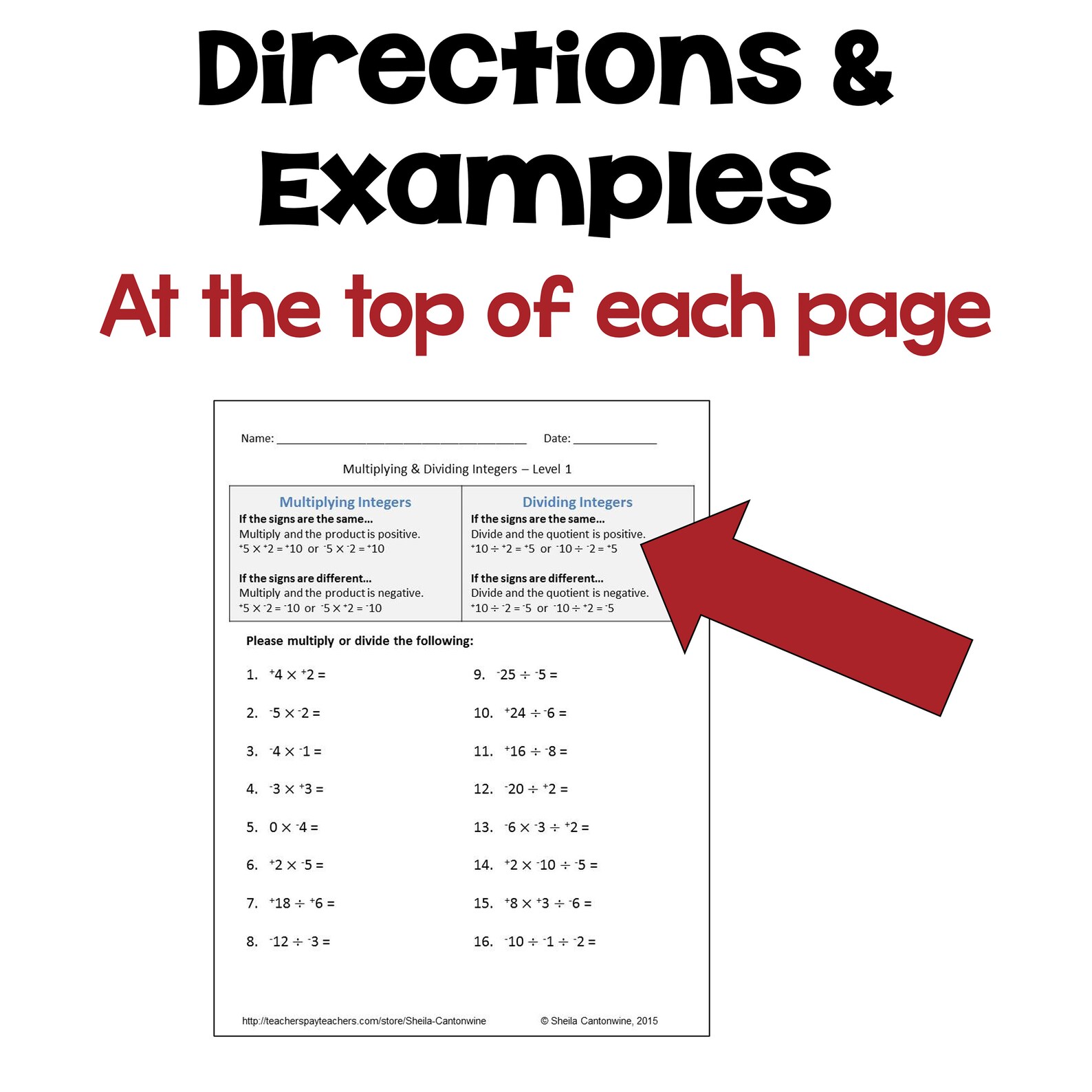 Multiplying and Dividing Integers Worksheets Differentiated - Etsy