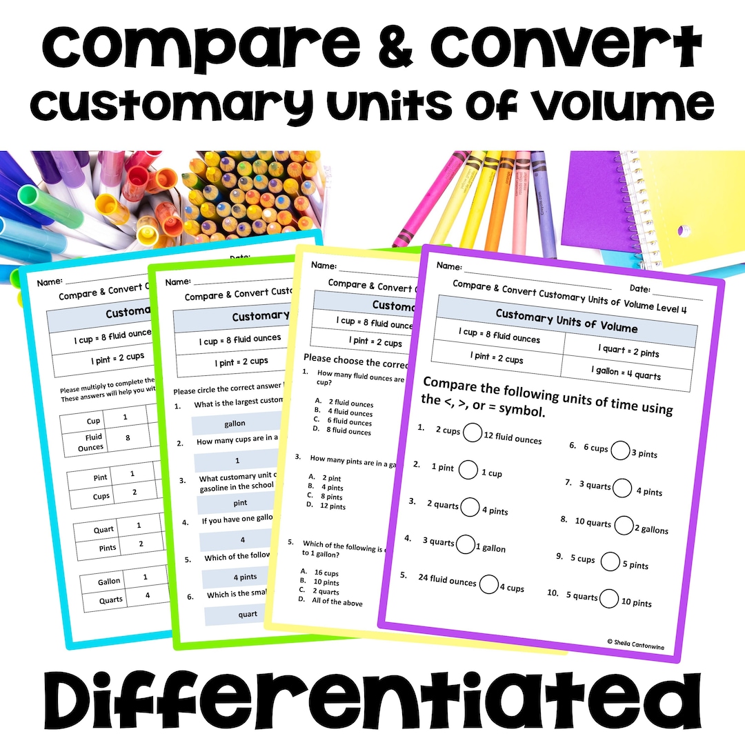 Compare and Convert Customary Units of Volume - Differentiated ...