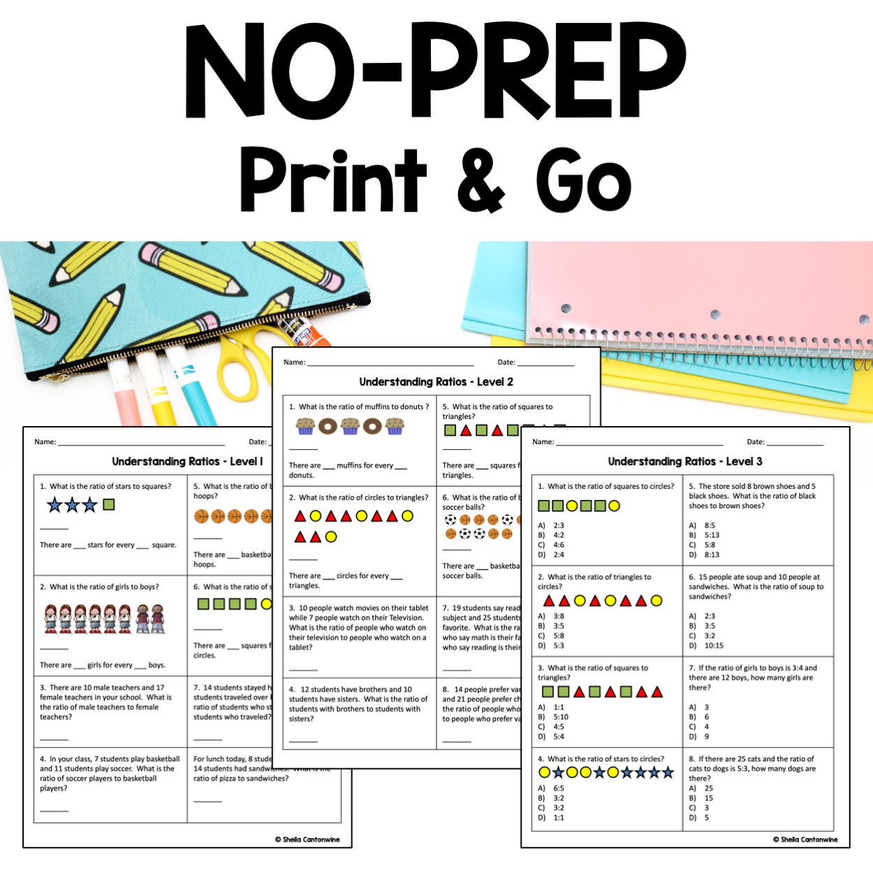 Understanding Ratios Worksheets - Differentiated - Etsy